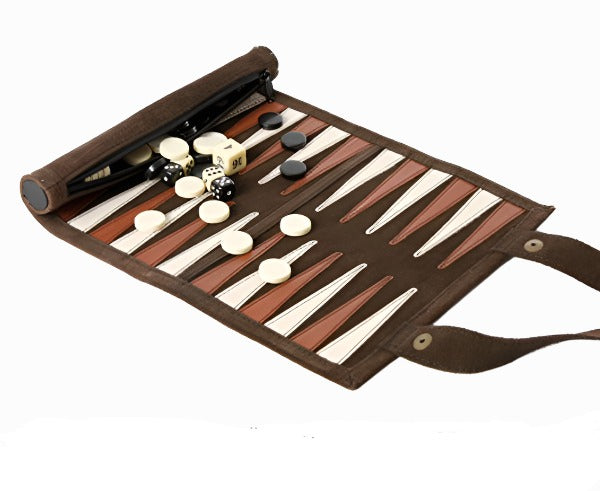 Leather Medium Backgammon Roll Up - The Gentry